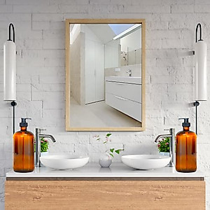 32oz Amber Glass Soap Dispenser- Large Amber Round Bottles with Black Pumps – Apothecary Soap Dispensers is Refillable & Reusable for Bath/Kitchen Accessories - Pack of 4