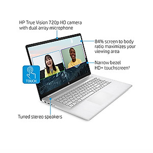 HP 2021 17.3" HD+ Touchscreen Laptop Computer, AMD Ryzen 5-5500U(6-core) Processor, 32GB RAM, 1TB HDD+512GB SSD, AMD Radeon Graphics, HD Audio, HD Webcam, Win 10, Silver, 32GB USB Card