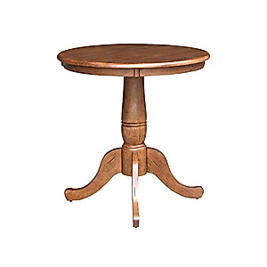 IC International Concepts 30" Round Top Pedestal Table-29.1" Height Dining Table, Distressed Oak