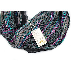 Anika Dali Women's Shimmer Sparkle Infinity Scarf- Festival Boho Bliss Fashion Scarf (Bejeweled Black)