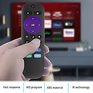 Replace IR Remote Control fit for ONN Roku TV, 4K UHD LCD Smart HDTV with Net-Flix Dis-ney Hu-lu VU-DU Shortcut APP Button Key