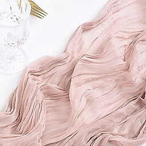 Socomi Cheesecloth Table Runner 10ft Gauze Boho Rustic Dusty Pink Cheese Cloth Table Runner for Wedding Bridal Shower Summer Decoration