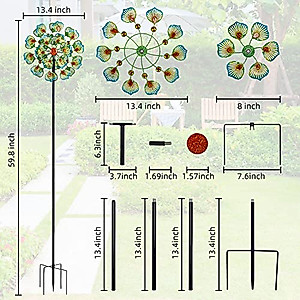 DREAMSOUL Metal Wind Spinner, 360 Degree Wind Sculptures & Spinners Outdoor Peacock Windmills for Yard and Garden(13.4" W x 59.8" H)