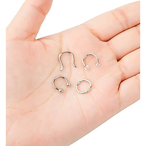 YOVORO 16G 3-4PCS 316L Stainless Steel Septum Piercing Nose Rings Hoop Cartilage Tragus Retainer Body Piercing Jewelry 8-10MM (e: 8pcs Silver-Tone+Rose Gold 8mm)