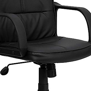 Flash Furniture Rider Mid-Back Black LeatherSoft Swivel Task Office Chair with Arms