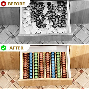MinBoo Bamboo Coffee Pod Storage Holder Drawer Insert for Counter Compatible Nespresso Vertuo Vertuoline Capsules for Kitchen, Home, Office, Coffee Station