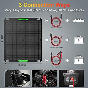 20W 12V Solar Battery Charger Pro, Portable 12 Volt Solar Panel Car Trickle Charger & Maintainer Built-in MPPT Charge Controller + 3-Stages Charging for Boat Marine RV Car Trailer Snowmobile
