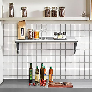 Hally Stainless Steel Shelf 12 x 48 Inches 280 lb, NSF Commercial Wall Mount Floating Shelving for Restaurant, Kitchen, Home and Hotel