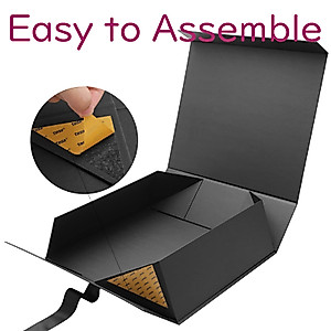 JINMING Gift Box 7.5x7.5x3 Inches, Gift Box with Lid, Black Gift Box, Groomsman Box, Collapsible Gift Box with Magnetic Closure