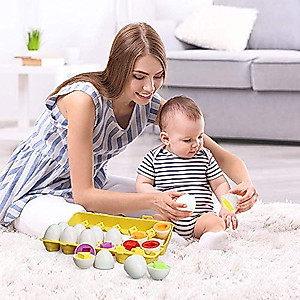 TINOTEEN Toddler Matching Toys Easter Egg Color Shape Learning Educational Infant Toy for 18+ Month
