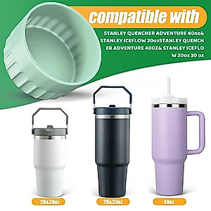 2Pcs Silicone Bumper Boot for Stanley Quencher Adventure 40oz & IceFlow 20oz 30oz, Anti-Slip Protective Water Bottle Bottom Sleeve Cover, for Stanley Tumbler Accessories(Green)
