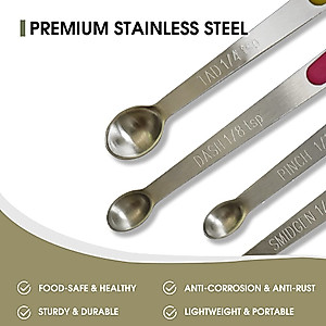 BERYLER Measuring Spoons Set of 5, Tiny Stainless Steel Measuring Spoons with Silicone Handle, Small Measuring Spoon 1/64, 1/32, 1/16, 1/8, 1/4 tsp, Teaspoon for Dry or Liquid Ingredients