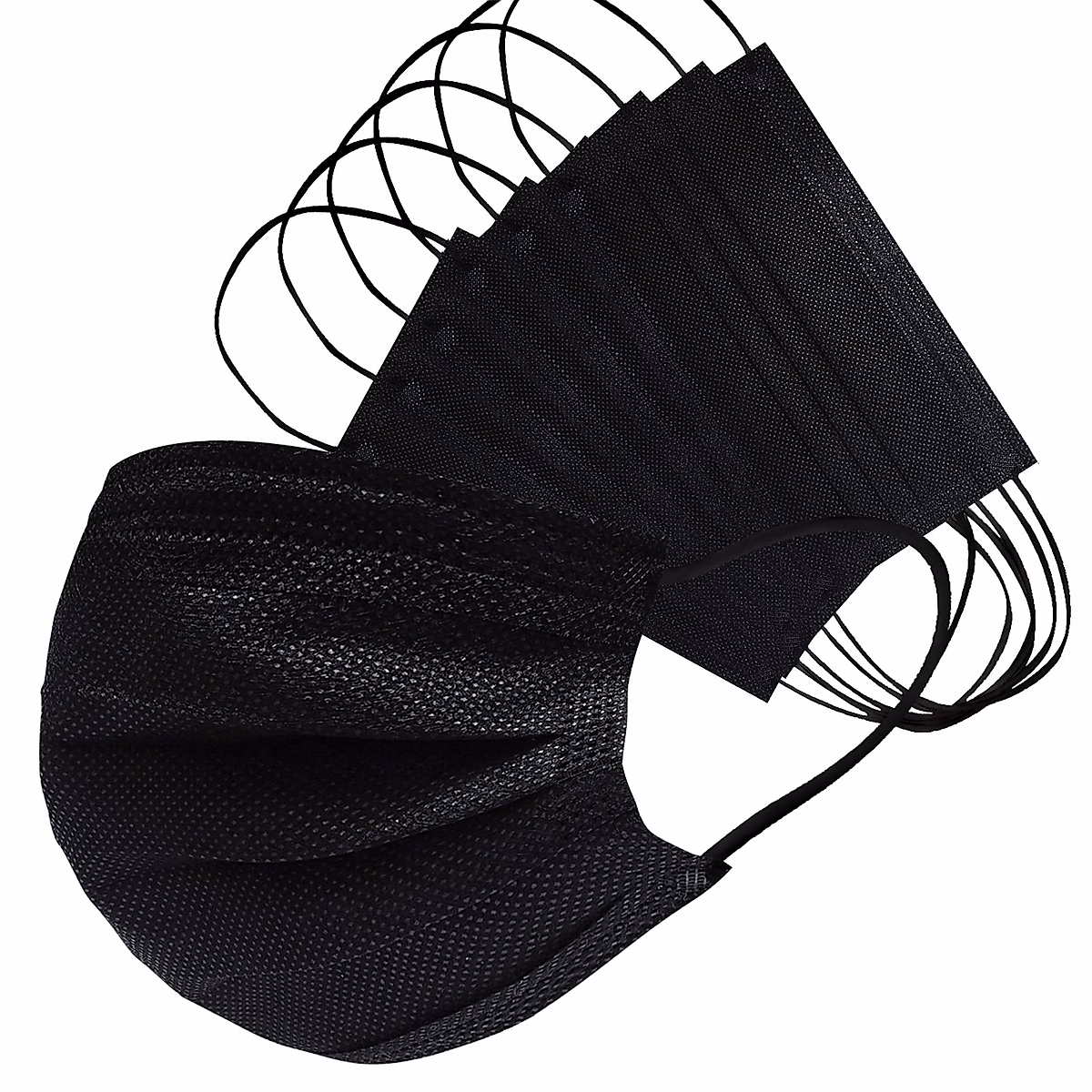 Biwisy 50pcs 3-Ply Disposable Face Mask Breathable Black Masks of 50 PCS Black