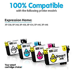 Smart Ink Remanufactured Ink Cartridge Replacement for Epson T288 288XL 288 XL (Black & C/M/Y 4 Combo Pack) to use with Expression Home XP-330 XP-430 XP-434 XP-446 XP-440 XP-340