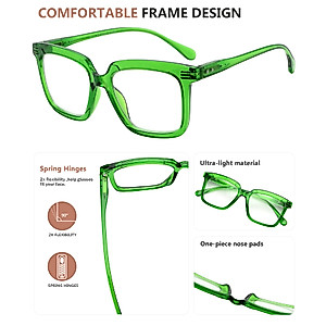 Eyekepper Square Reading Glasses for Women Large Frame Readers - Green +1.50