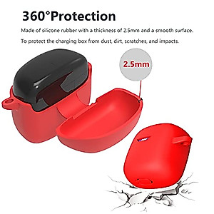 Miimall Case Compatible with JBL Tune Flex Case Cover, [Anti-Lost Keychain] [Scratch Resistance] Dust-Proof Protective Silicone Case for JBL Tune Flex with Carabiner Case Cover(Black)