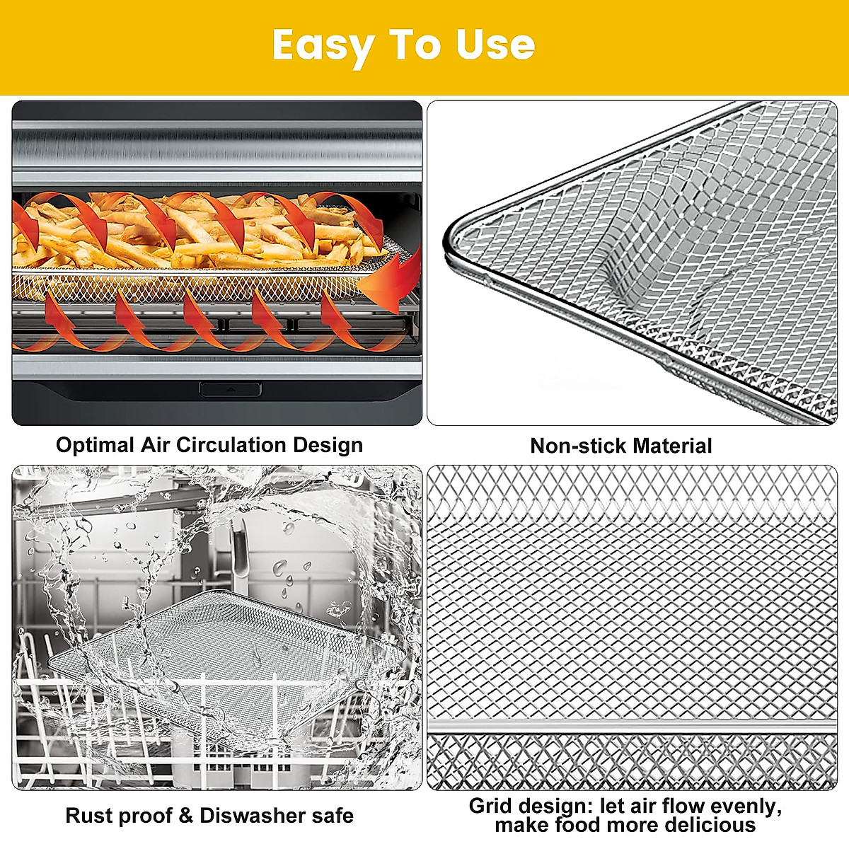 Air Fryer Basket for Ninja Foodi SP101 Digital Air Fryer Countertop Oven, 13.5 * 13.3'' Steel Wire Rack Accessorie Tray for Ninja Foodi SP100, SP101B1, SP101C Convection Oven, Dishwasher Safe
