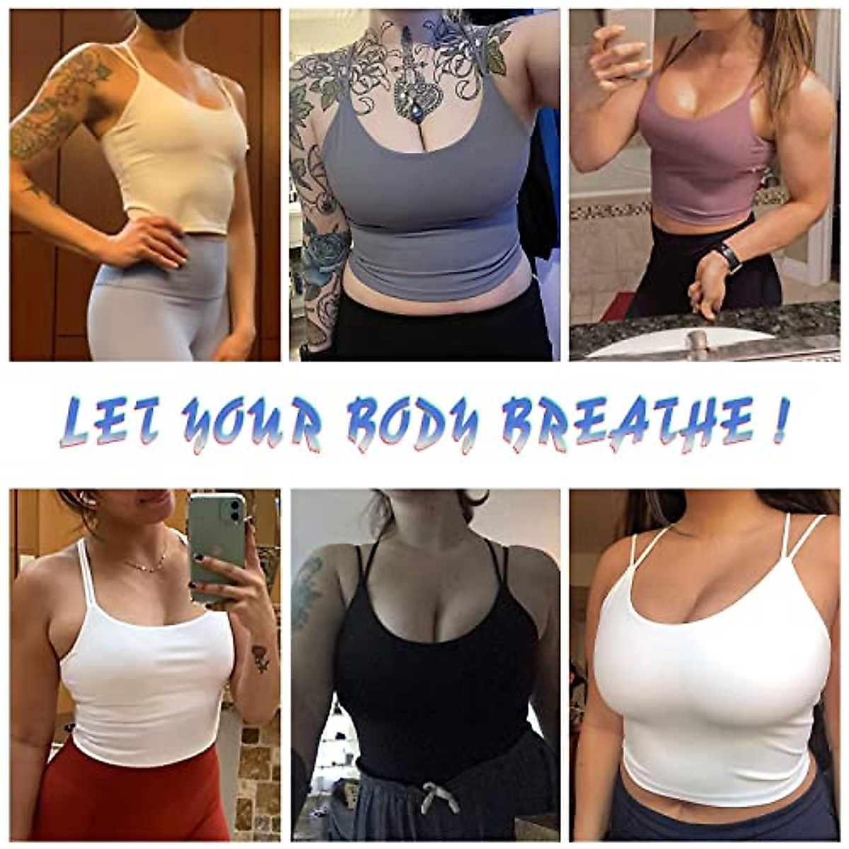 Women's Longline Sports Bra Pack Padded Yoga Tank Top Workout Fitness Running Camisole Crop Top