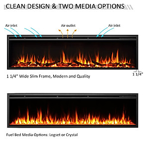 LegendFlame Austin in Wall Recessed & Wall Mounted Electric Fireplace (72")