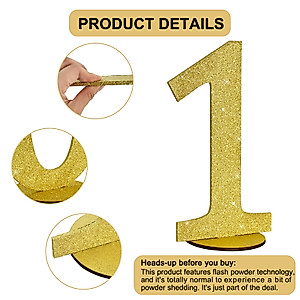 TONIFUL 11.8 Inch Gold Glitter Numbers Table Centerpieces 0-9 Birthday Party Decorations,Shining Gold Digital 1 for Birthday Party,Wedding,Bridal Shower,Engagement,Photo Shoot,Anniversary