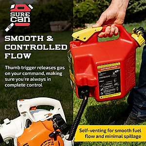 Surecan 2 Gallon Type-II Safety Container - With a Rotating Spout, Free Spill Design, Self-Venting, & Safety Fill Cap, Your Ideal Jerry Can (Red)