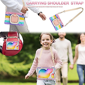 BATYUE Case for Samsung Galaxy Tab S6 Lite 10.4 Inch 2022/2020 (SM-P610/SM-P613/SM-P615/SM-P619), Protective Case with Pencil Holder, 360° Swivel Stand, Shockproof Drop; for Kids - Colourful Pink