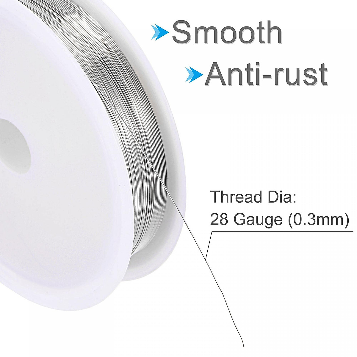 uxcell 28 Gauge Copper Wire 0.3mm Dia Silver Tone Resistant Beading Wires Pendant Making Art Craft DIY Weaving 15M, 1 Roll