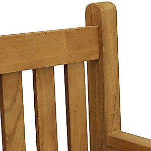 Sunnydaze Solid Teak Outdoor Bench - Light Brown Wood Stain Finish - Mission Style - 59 Inches Long - Patio, Deck, Lawn, Garden, Terrace or Backyard