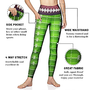 baprrjy American Football Leggings for Women, High Waist Yoga Pants Tummy Control Seamless Athletic Leggings