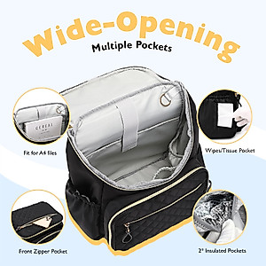 LORADI Large Capacity Diaper Bag Backpack with Storller Clips, Water-Resistant Travel Backpack with Anti-Theft Pocket, Black