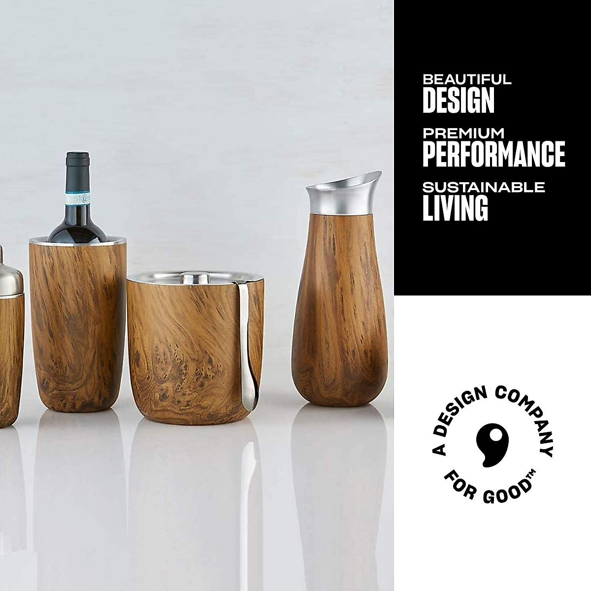 S'well Stainless Steel Wine Tumbler - 9 Fl Oz - Teakwood - Triple-Layered Vacuum-Insulated Container Designed to Keep Drinks Colder, Longer - BPA-Free Barware Accessories