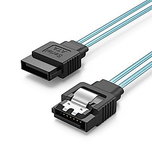 CableCreation SATA III Cable, [5-Pack] 18-inch SATA III 6.0 Gbps 7pin Female Straight to Straight Angle Female Data Cable with Locking Latch, 1.5 FT Blue