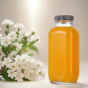 10Pas Glass Juice Bottles with Lids 16 Oz - Clear Glass Bottles with Lids, Juicing Bottles Reusable, Drink Jars Containers for Juicing, Smoothies, Water, Milk, Kombucha Storage, Wellness Shots