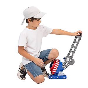 JOYIN 2 in 1 Automatic Pitcher Play Set, Toy Tennis and Baseball Pitching Machine, Tennis Baseball Training Toy Set for Kids Backyard Outdoor Pitcher Game, Patriotic American USA Flag Baseball Toy