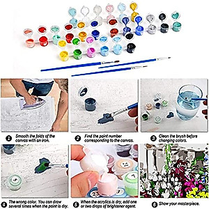 Fuinkqe 2 Pack Paint by Number for Adults Beginners - Flower Adult Paint by Numbers Kits, Flowers Paint by Numbers, Acrylic Paint Painting for Kids Beginner Adults Crafts Gift Decor 12x16inch(30x40cm)