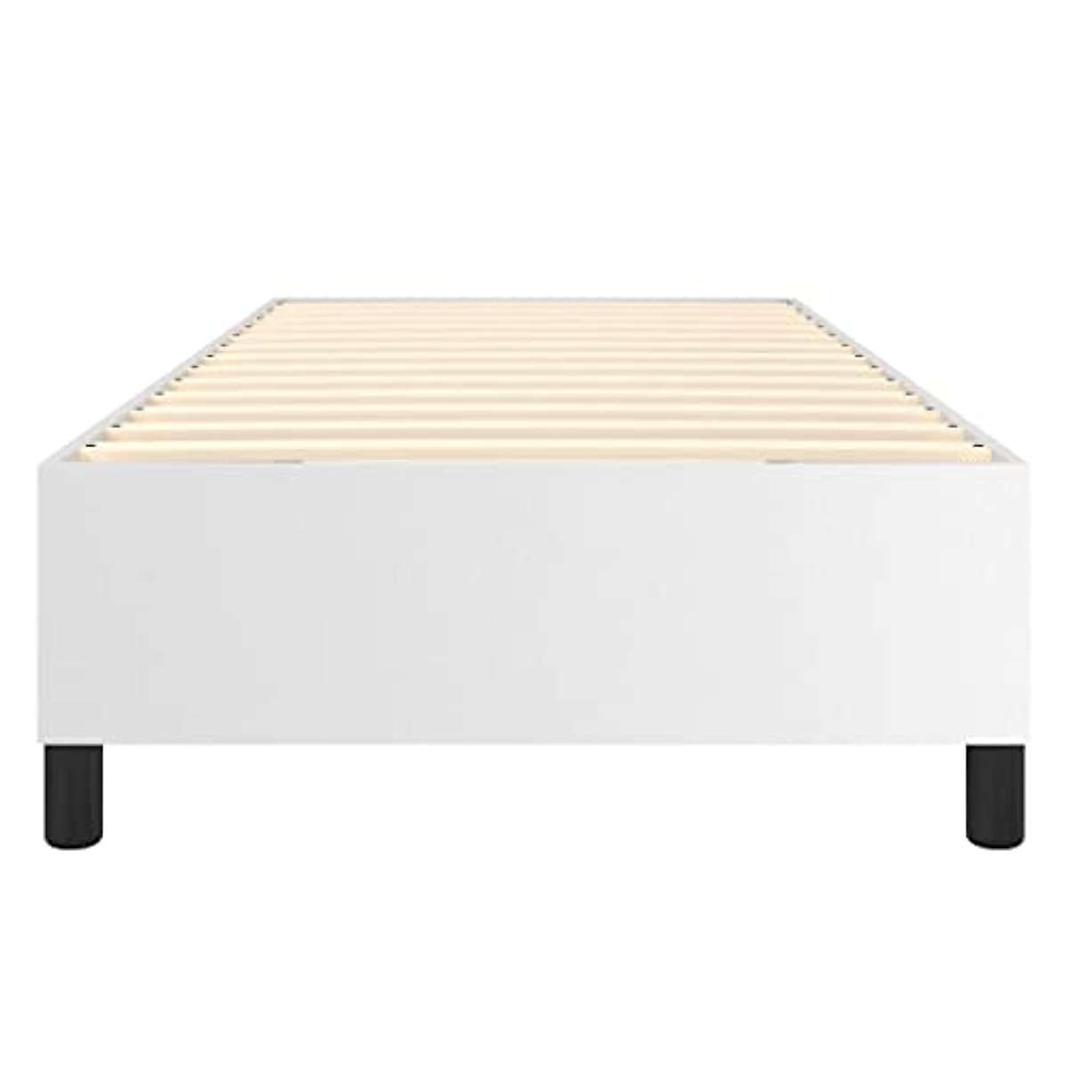 vidaXL Box Spring Bed Frame Home Indoor Bed Accessory Bedroom Upholstered Single Bed Base Furniture White 39.4"x79.9" Twin XL Faux Leather