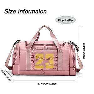 Sports Gym Bag for Women, Travel Duffle Bag Carry On Weekender Bag with Shoes Compartment & Wet Pocket, Overnight Bag Training Handbag Yoga Bag, Gym Tote Bag for Travel, Workout, Sport - Pink