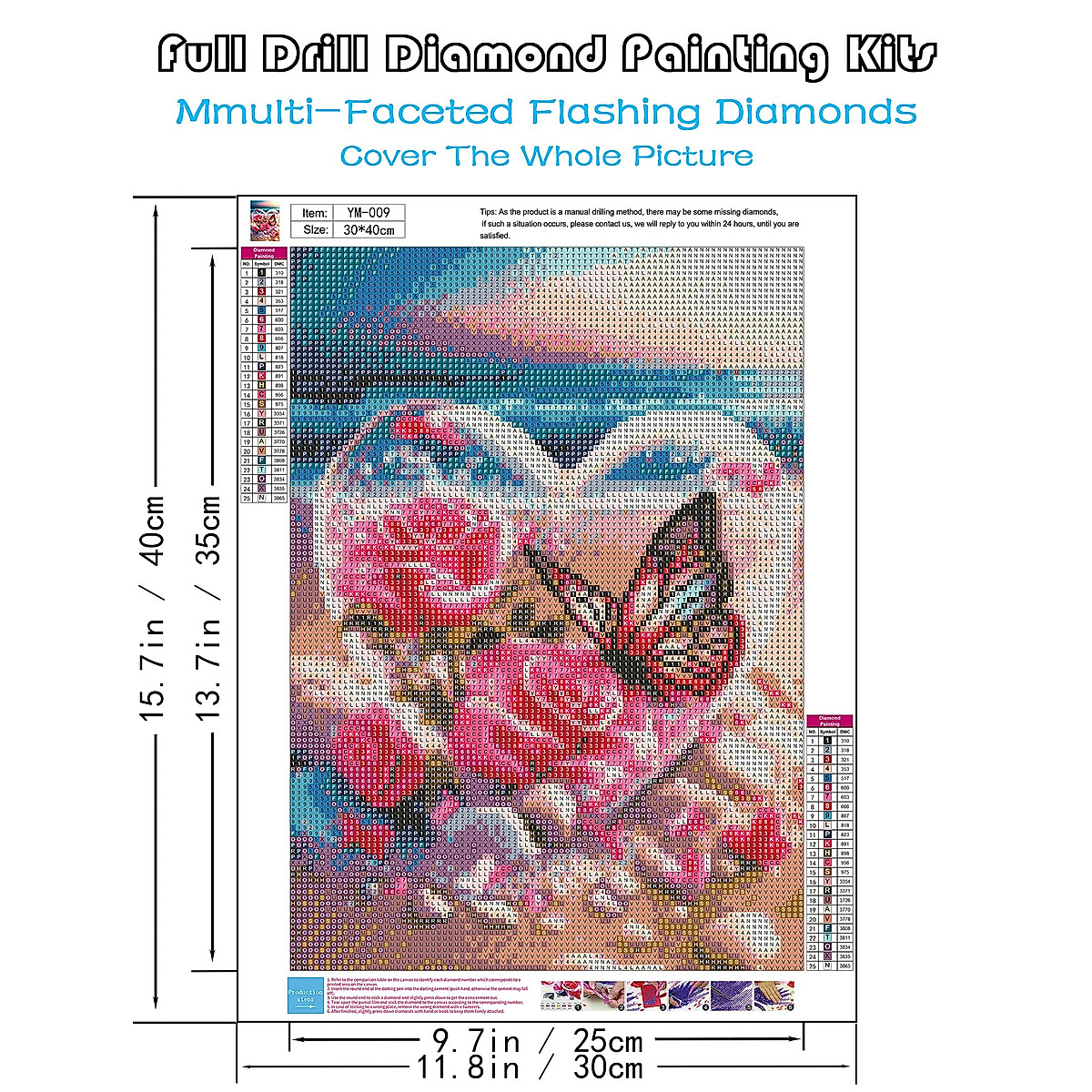 KINPLUB Beach Diamond Painting Kits for Adults, Flowers Heart Diamond Art Kits, 5D DIY Full Drill Seaside Butterflies Paint with Diamonds, Crystal Gem Art for Home Wall Decor 12 x 16 Inch