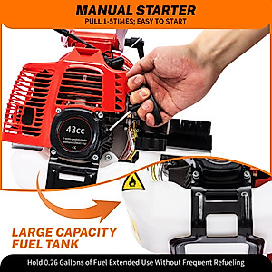 Outdoor Walk Behind Sweeping Gas Power Broom, 1.7HP 43CC Powerful Device with 2-Stroke Petrol Engine for Clean Driveways and Sidewalks, Parks and Other Flat Surfaces,Air-Cooled System