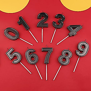 LUTER 3.94 Inches Oversized Birthday Candles Black Birthday Cake Candles Number Candles Cake Topper Decoration for Wedding Party Kids Adults, Number 1
