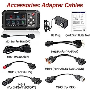 Motorcycle Diagnostic Scan Tool, OBDPROG Moto 100 Full System Scanner for Harley Honda Yamaha Victory Indian Polaris Brp, Engine ABS TPMS Auto Scan Code Reader, Oil Light Reset, 5.0 Touch Screen