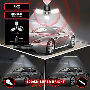 Craftersmark Motion Sensor Garage Light, 80W Motion Sensor Light Indoor,Deformable Garage Light Ceiling LED,8000LM Super Bright Motion Activated LED Shop Light for Stairway,Workshop,Basement(1Pack)