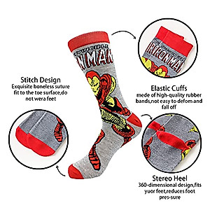 JAHERM Marvel Avengers Crazy Socks for Men, 5 Pack Funky Funny Novelty Colorful Cotton Superhero Crew Socks, Groomsmen Socks, US Size 9-11