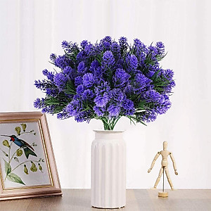 Artificial Fake Flowers, 6 Bundles Large UV Resistant Faux Plastic Greenery Foliage Plants Shrubs for Garden, Wedding, Outside Hanging Planter, Farmhouse Indoor or Outdoor etc Decor