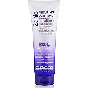 GIOVANNI 2chic Ultra-Repairing Conditioner - For Damaged, Over-Processed Hair, Helps Restore Hair's Natural Elasticity, Blackberry & Coconut Milk, Argan, Keratin, Shea Butter - 8.25 oz. Each