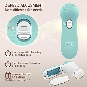 Face Scrubber | Facial Cleansing Brush Exfoliator Skin Care Beauty Products Powered Electric Wash Exfoliating Skincare Women Spin Cleanser Tools Cleaning Scrub Washer Self Care (Simple Opal)