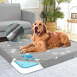 Waterproof Dog Bed for Large Dogs, Memory Foam Dog Beds & Furniture, Large Dog Mat for Sleeping, Plush Flannel Fleece Top Pet Bed, Grey