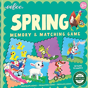 eeBoo: Spring Memory Matching Game, 18 Pairs to Memorize and Match, Encourages Recognition, Concentration and Memory Skills, For Ages 3 and up