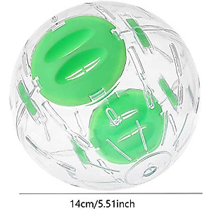 gutongyuan 5.5 Inch Transparent Hamster Ball Running Hamster Exercise Ball,Hamster Wheel Plastic Cute Exercise Mini Ball for Dwarf Hamsters to Relieves Boredom and Increases Activity (Green)