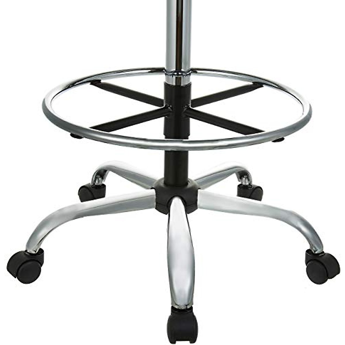 Amazon Basics Multi-Purpose Adjustable Drafting Spa Bar Stool with Foot Rest and Wheels - Black